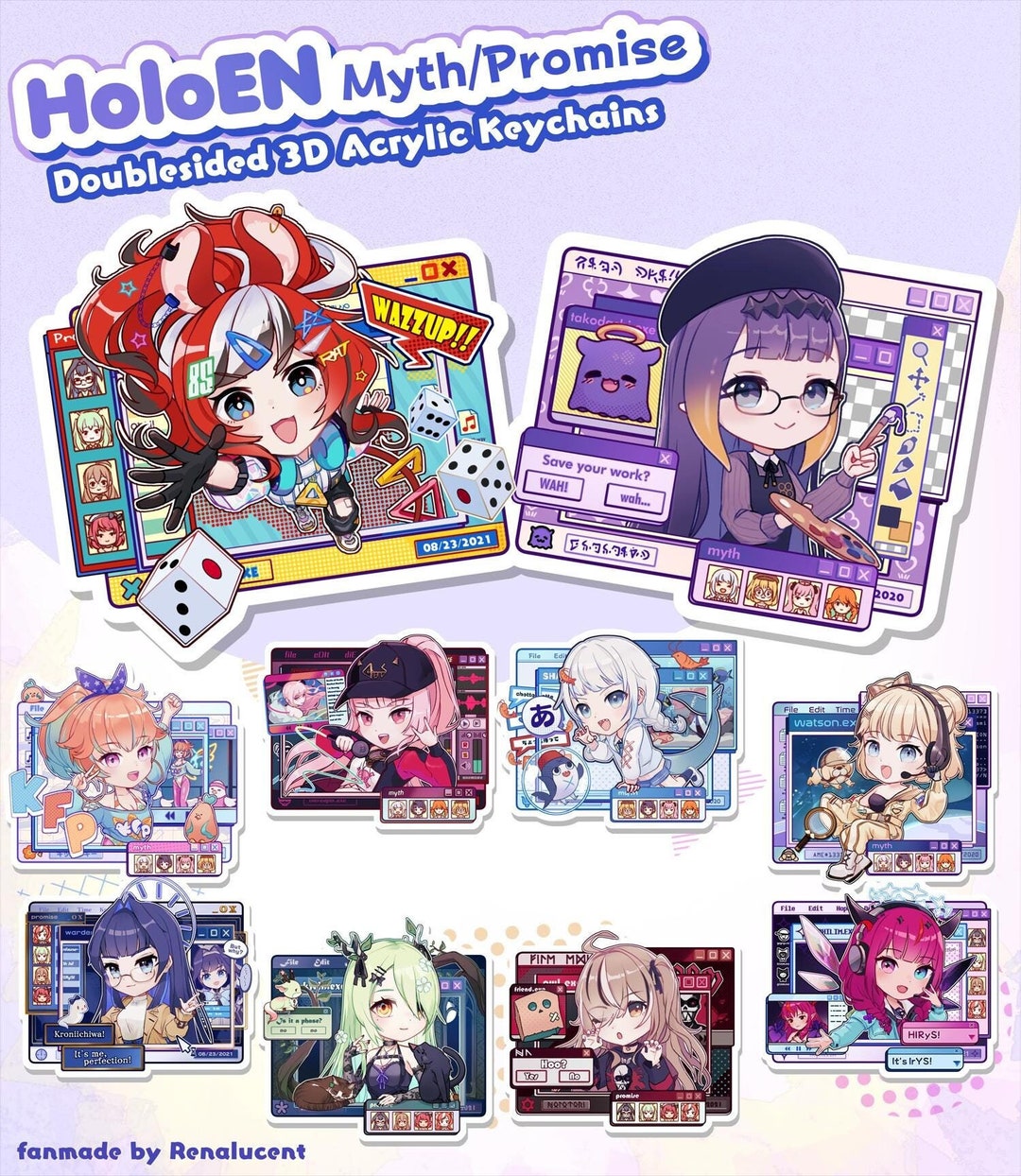 Hololive EN Myth/promise | 3D Foreground Acrylic Keychains - Etsy