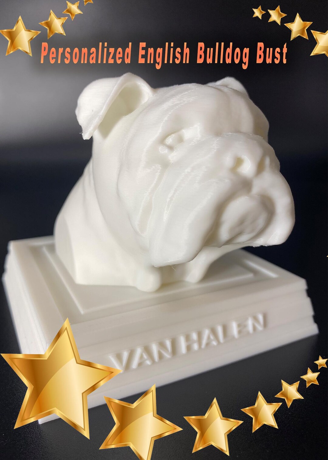 English Bulldog Bust on Pedestal, Personalized Gift for Dog Lover or ...