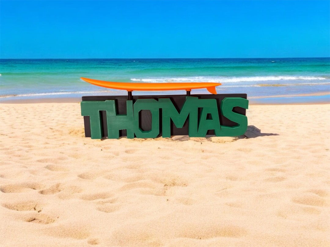Personalized Beach Style Nameplate With Surfboard Ornament | Custom ...