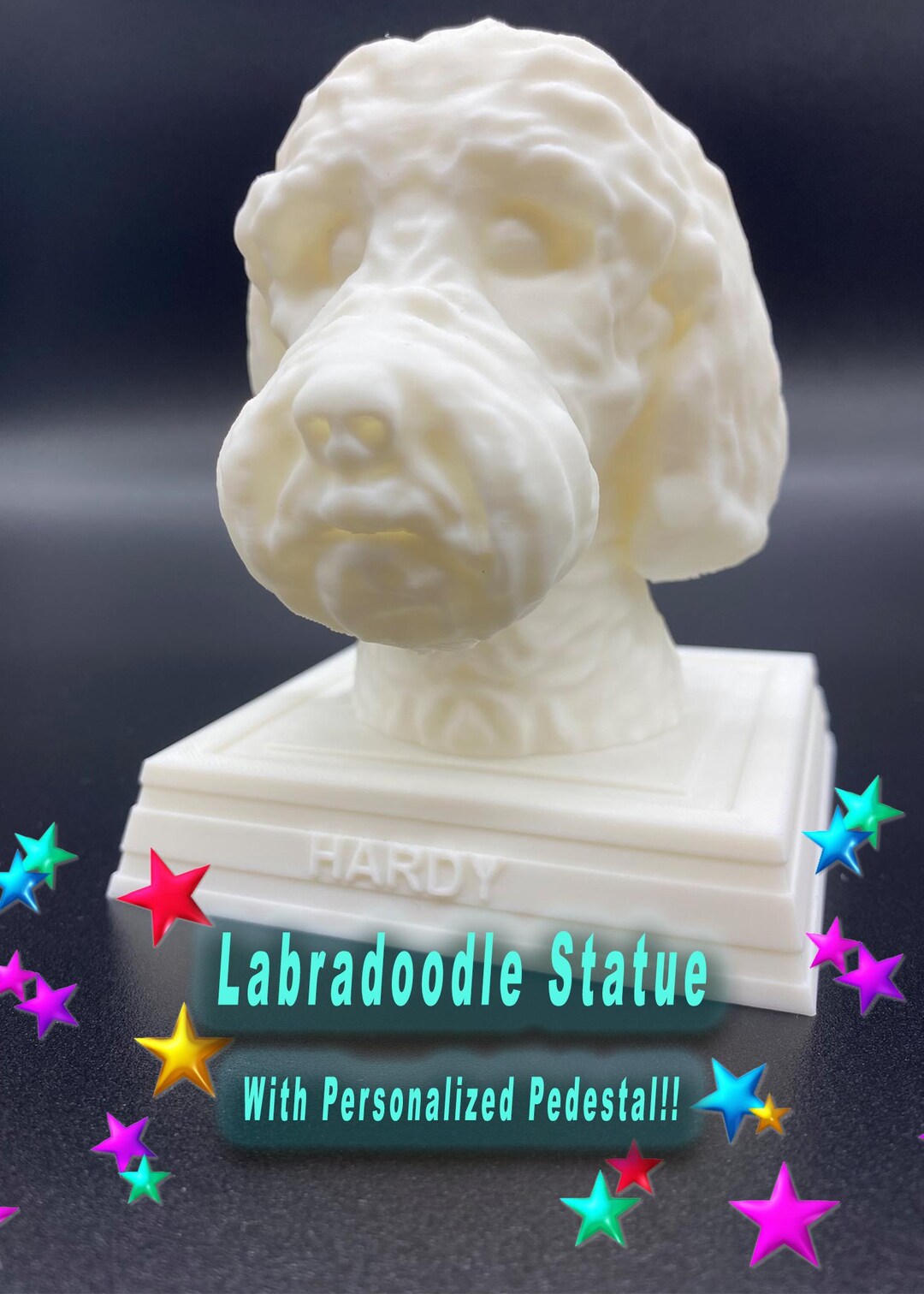 Labradoodle Bust on Pedestal, Personalized Gift for Dog Lover or Owner ...
