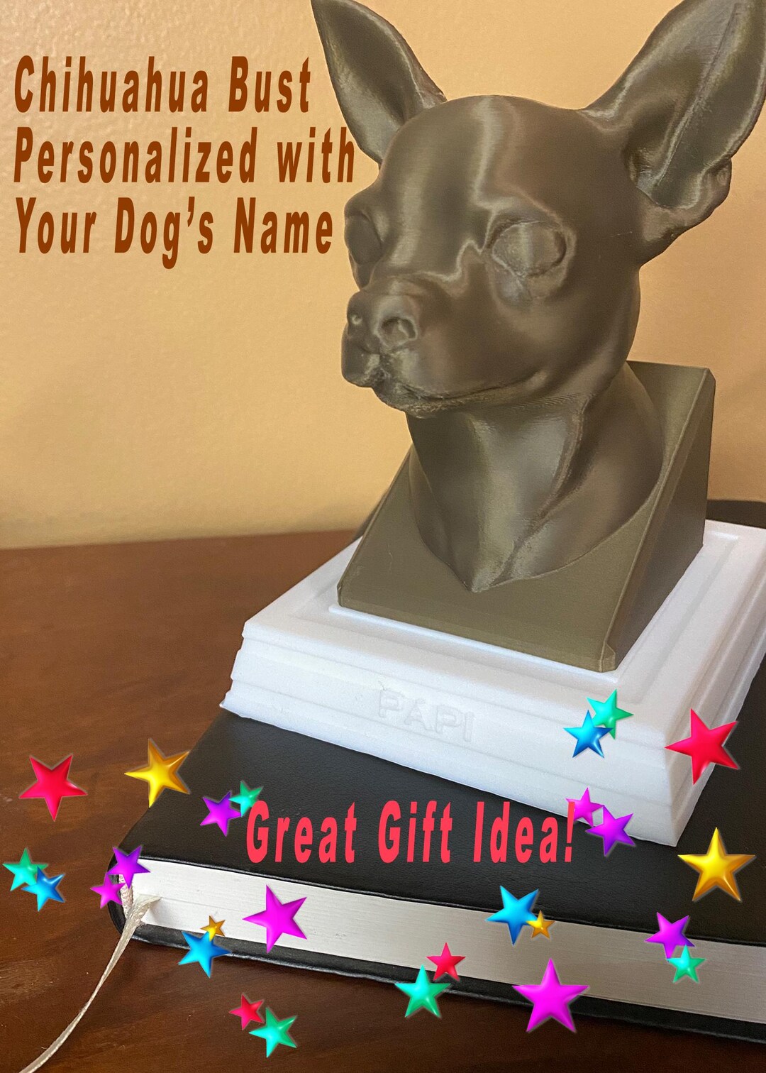 Chihuahua Bust on Pedestal, Personalized Gift for Dog Lover or Owner ...