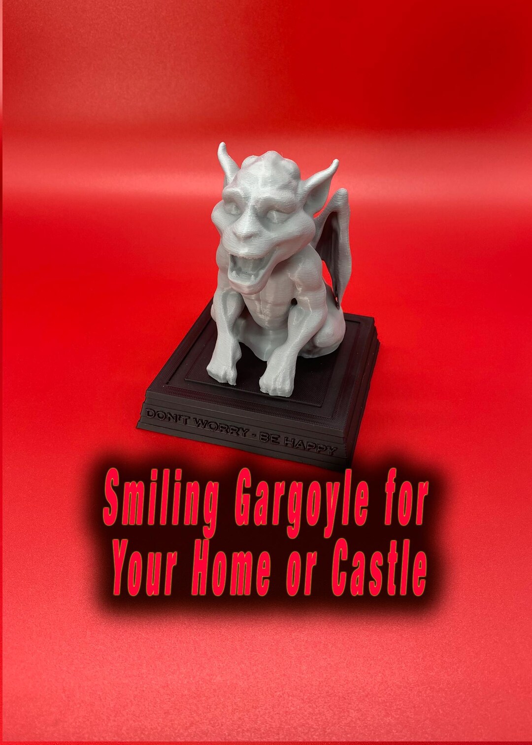 Gargoyle Statue With Pedestal Gothic Decor for Home or Castle Grinning ...
