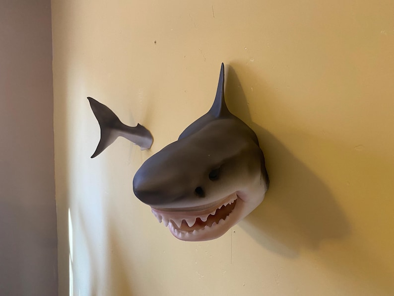 Great White Shark Wall Sculpture – Realistic Shark Head & Tail Set ...
