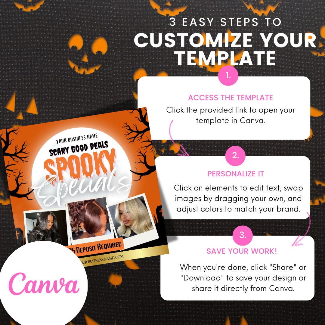 Spooky Halloween Hair Promo Canva Template | October Hair Deals Flyer ...