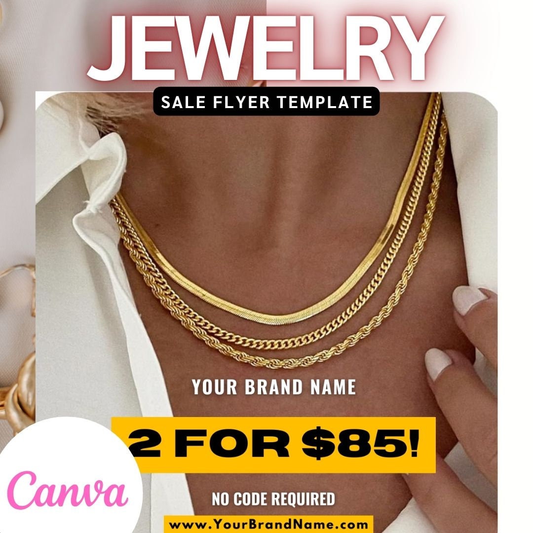 Editable Jewelry Sale Flyer Canva Template | Social Media Marketing for ...