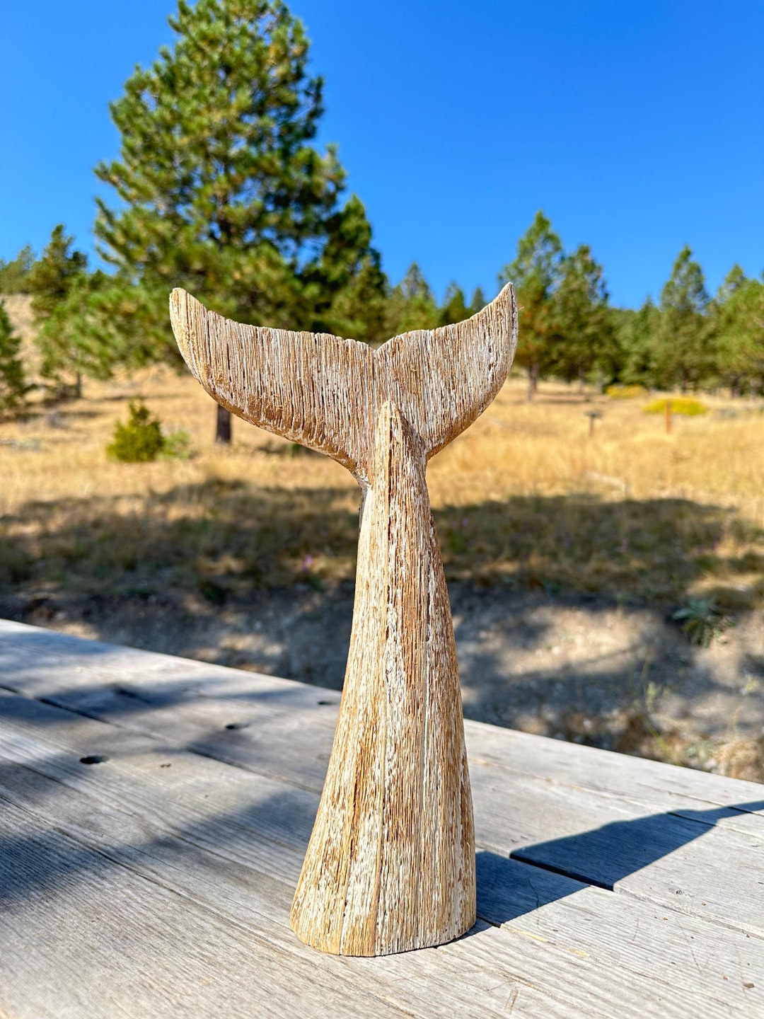 Montana Wooden Whale Tail Decor, Handcrafted Vintage Style Whale Tail ...