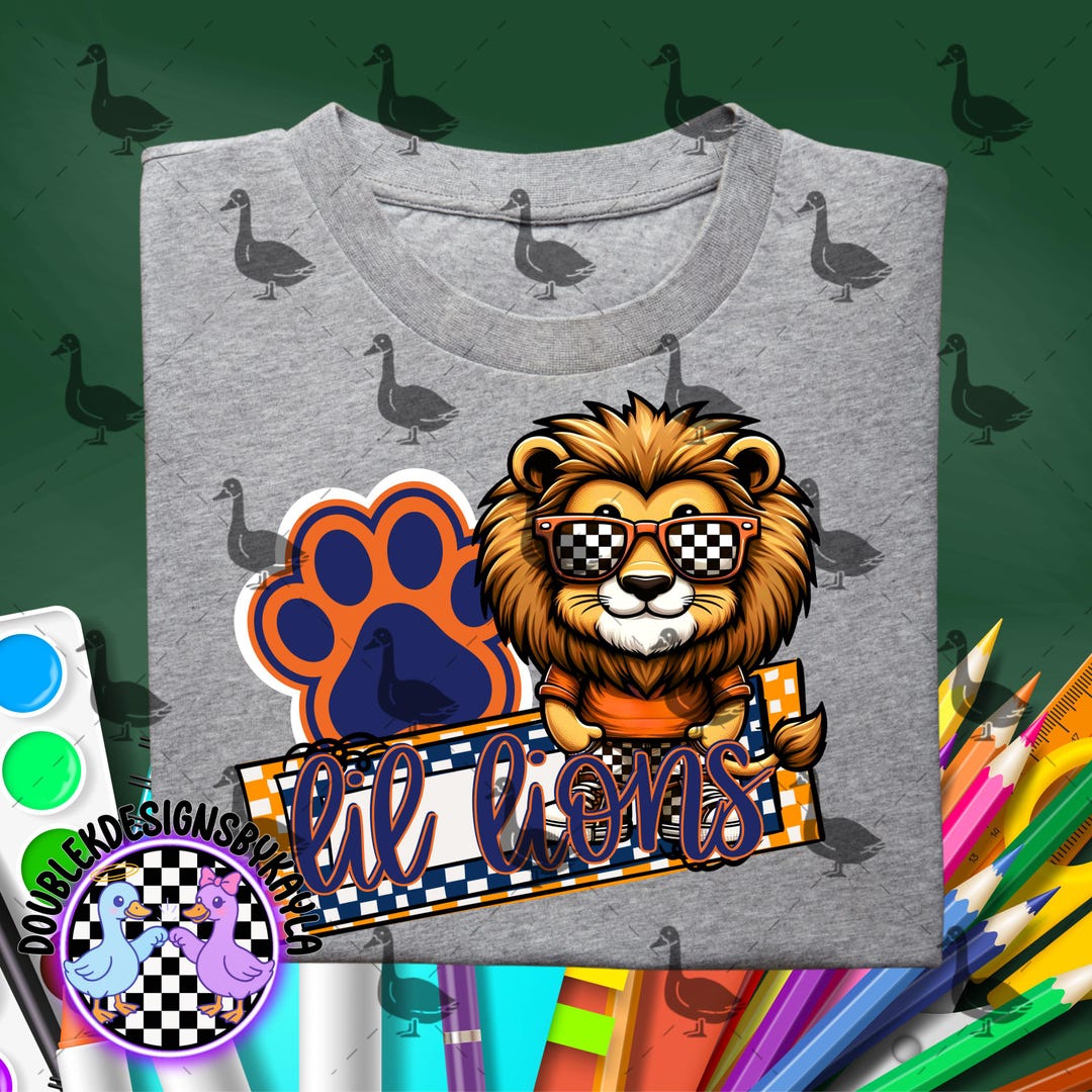 Lil Lions Mascot T-shirt Design | Cute Lion With Checkered Sunglasses ...