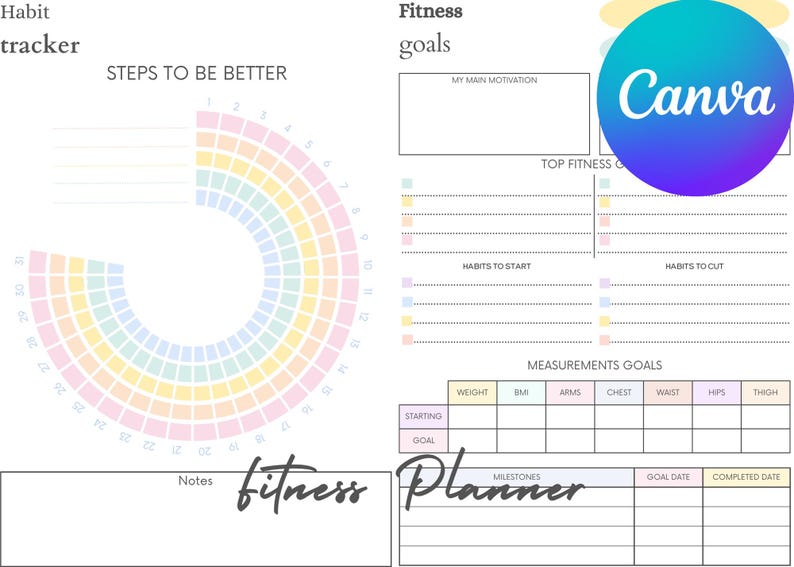 Get Fit With This Customizable Fitness Journal | Instant Download | 39 ...