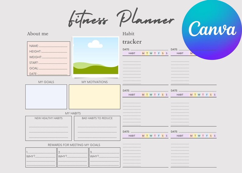 Get Fit With This Customizable Fitness Journal | Instant Download | 39 ...