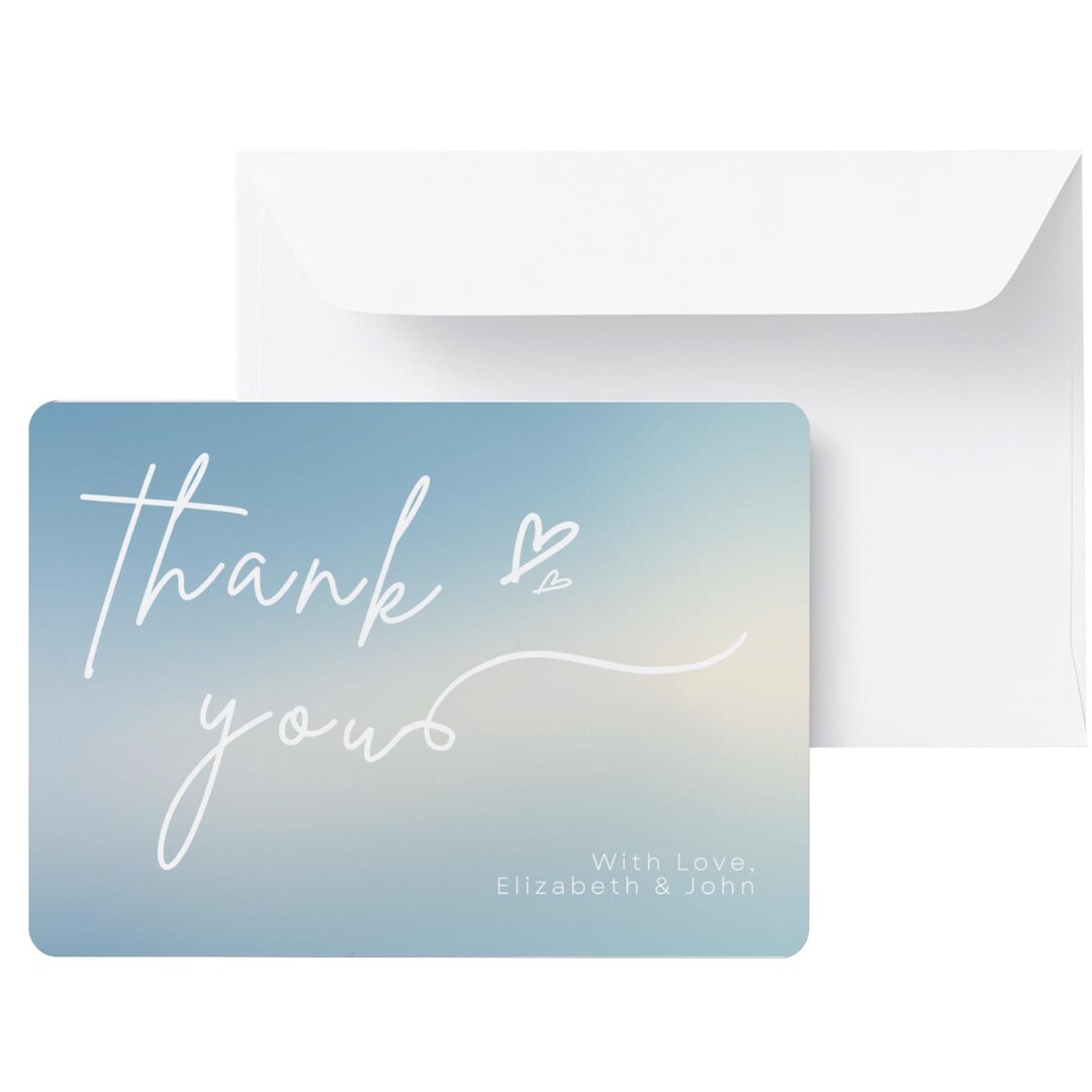 Chic Minimalist Thank You Card in Beige & Blue | Instant Download ...
