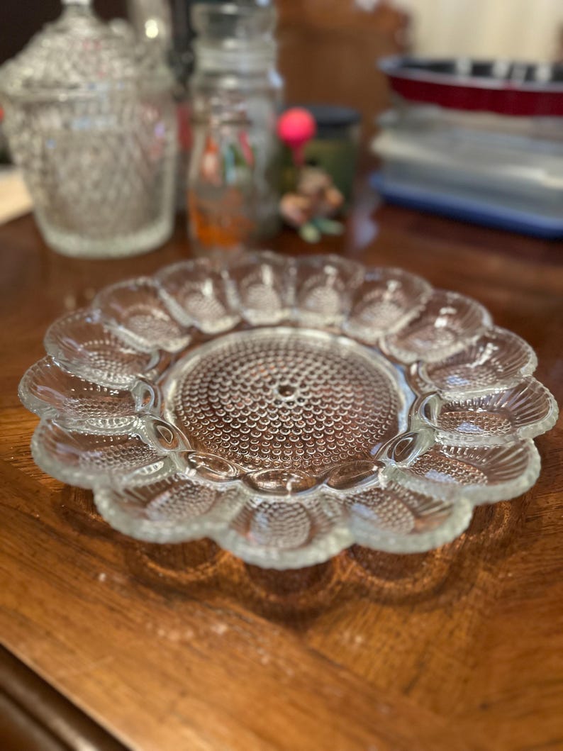 Vintage Indiana Glass Deviled Egg Plate - Etsy