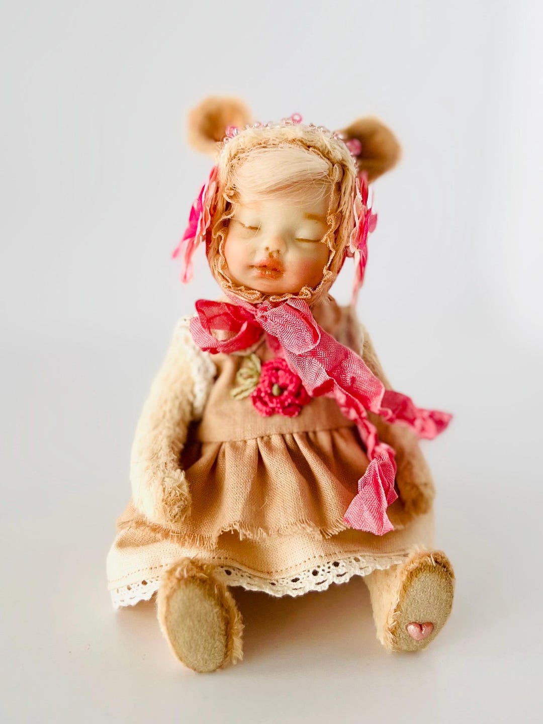 Teddy Doll Baby Bear, Handmade Doll, Gift, Art Doll, Cute Doll, Little ...
