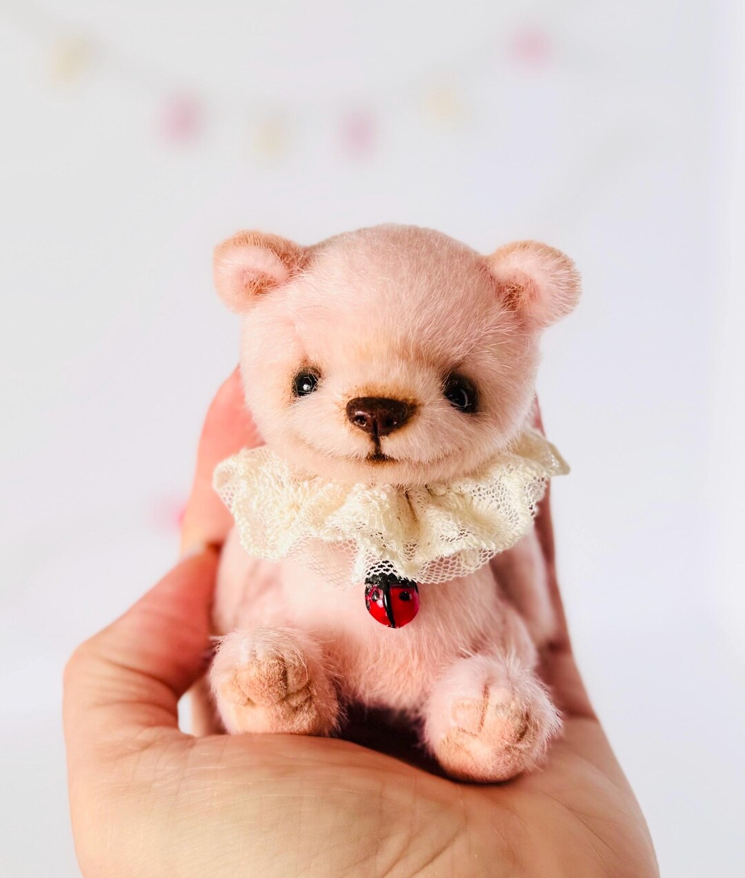 Miniature Pink Teddy Bear. Pocket Cute Pet. Handmade Miniature Teddy ...