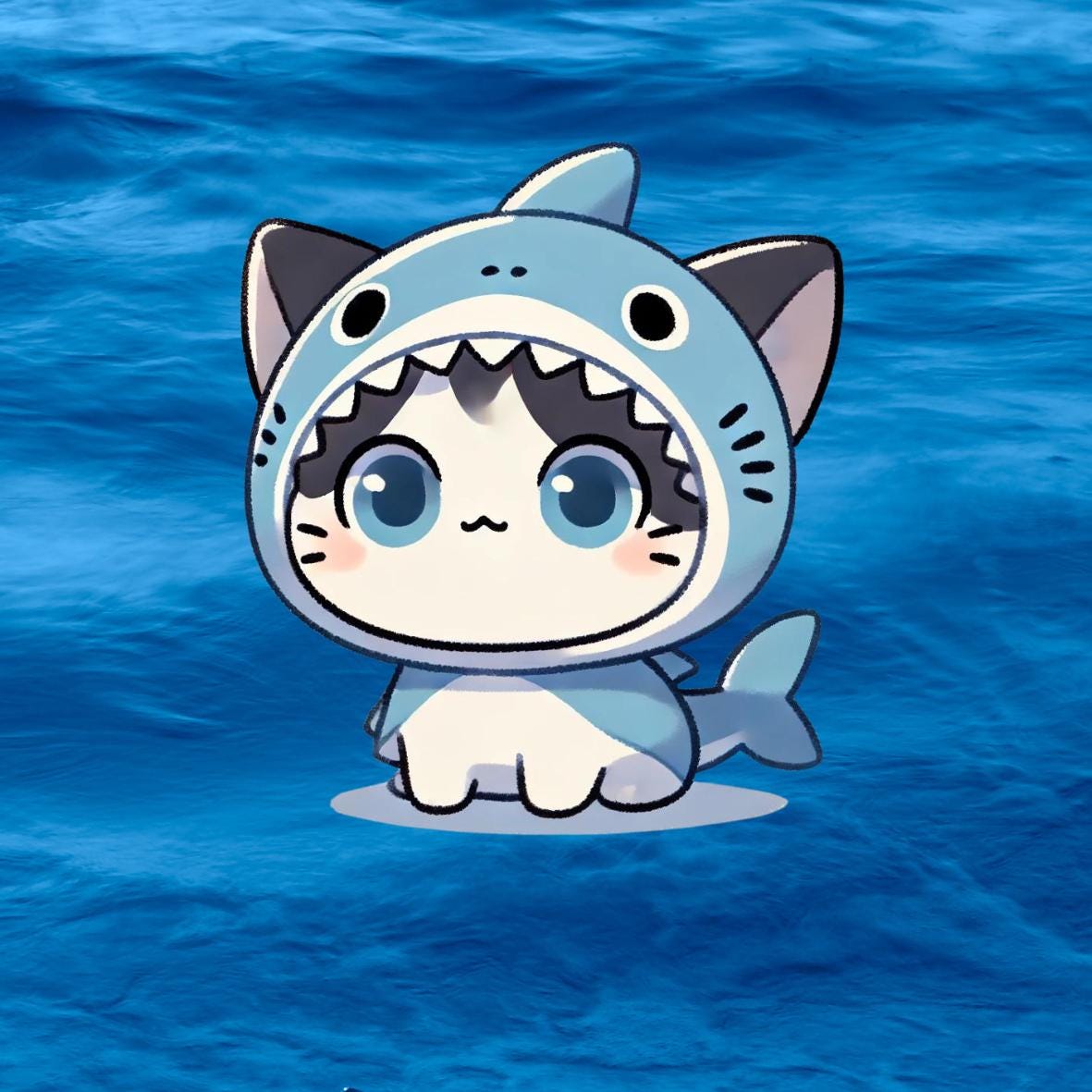 Cute Chibi Cat Sticker Cute Cat Shark Sticker Cute Cat Sticker Gift for ...