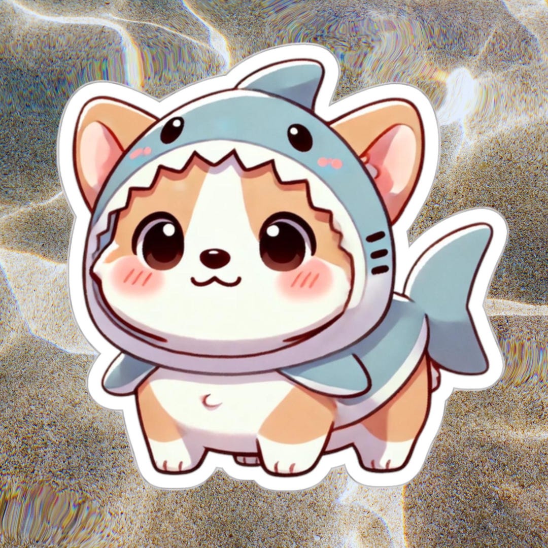 Cute Corgi Sticker Chibi Corgi Sticker Corgi Shark Sticker Gift for ...