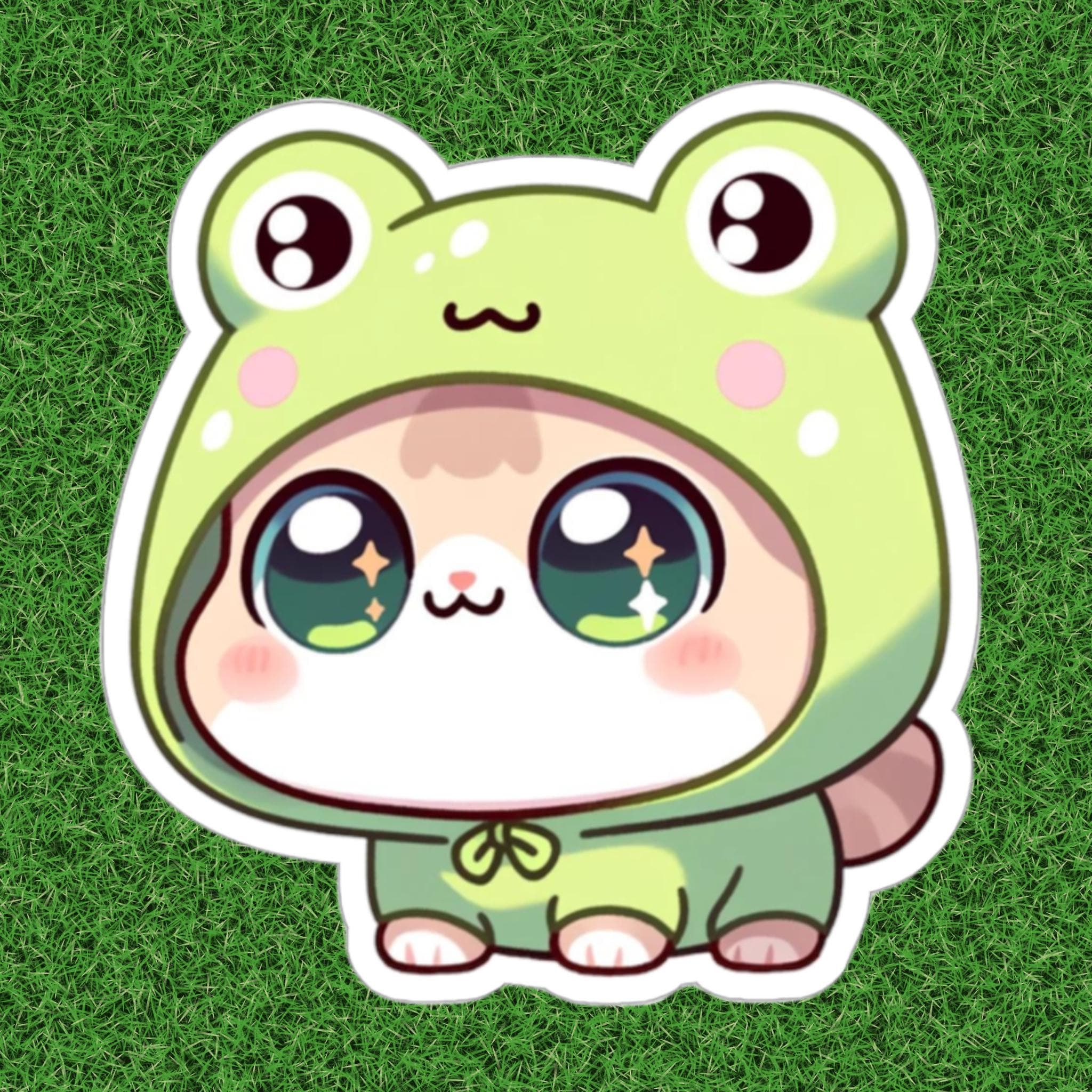 Cute Cat Sticker Chibi Cat Sticker Cat Frog Sticker Gift for Cat Lover ...