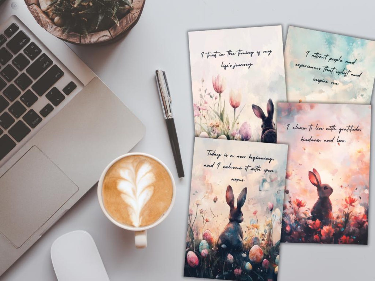 50 Positive Affirmation Cards Printable | Easter Theme Digital Download ...