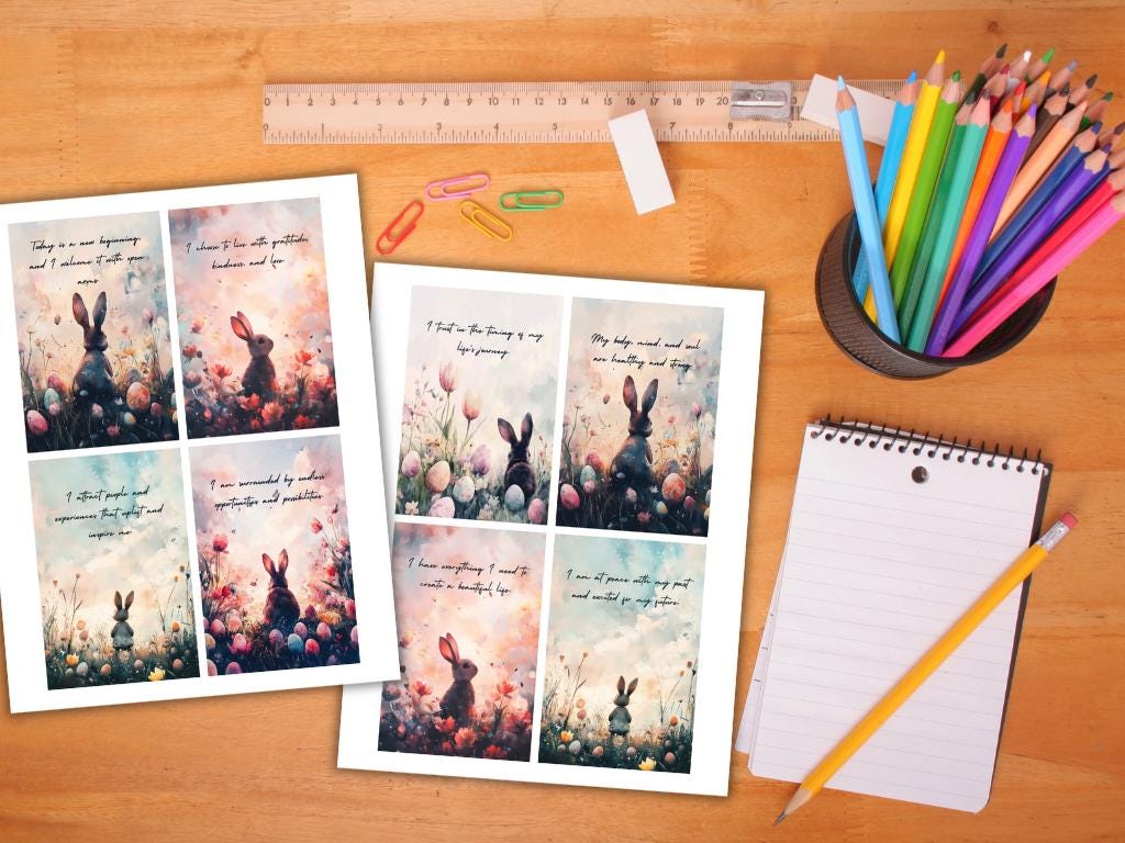 50 Positive Affirmation Cards Printable | Easter Theme Digital Download ...