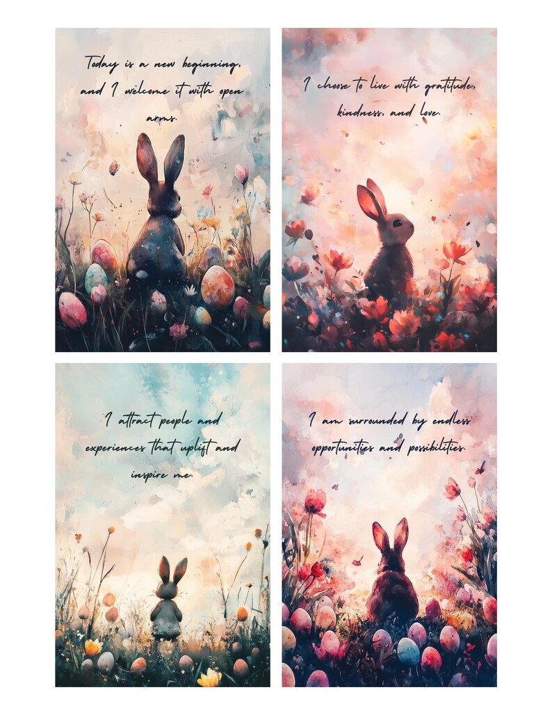 50 Positive Affirmation Cards Printable | Easter Theme Digital Download ...