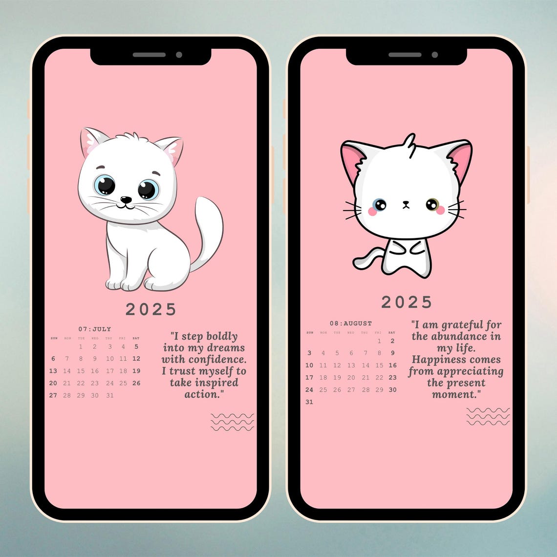 2025 Calendar Phone Wallpaper Cute Cat Wallpapers With Monthly ...