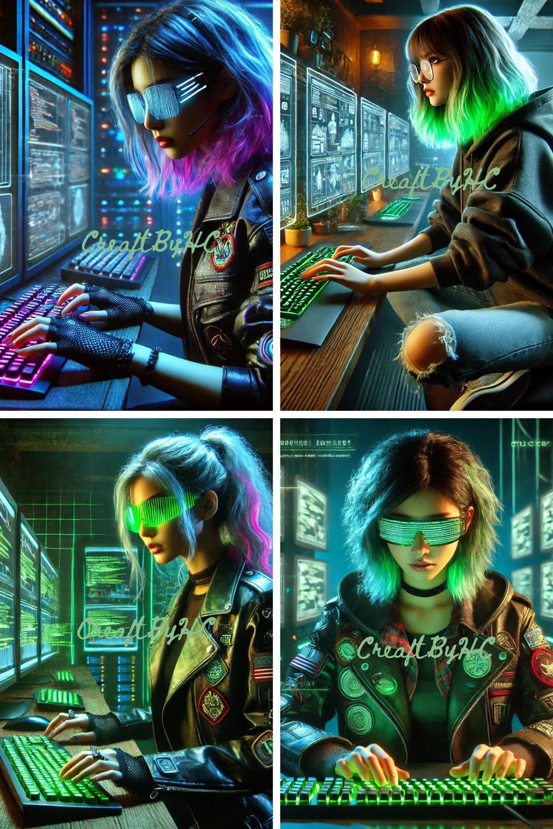 3D Hacker Girl Art - Etsy