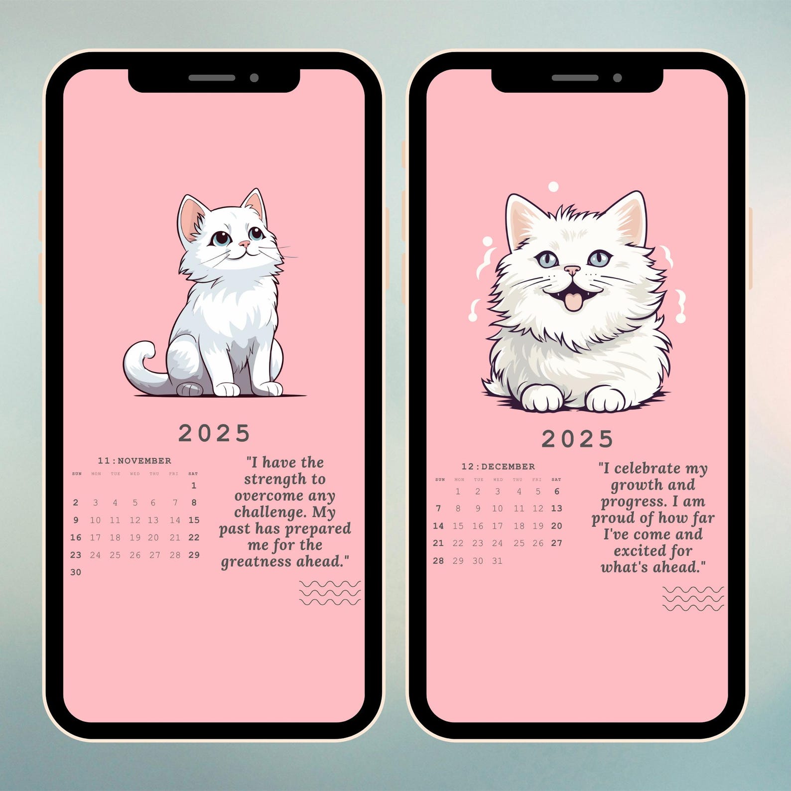 2025 Calendar Phone Wallpaper Cute Cat Wallpapers With Monthly ...