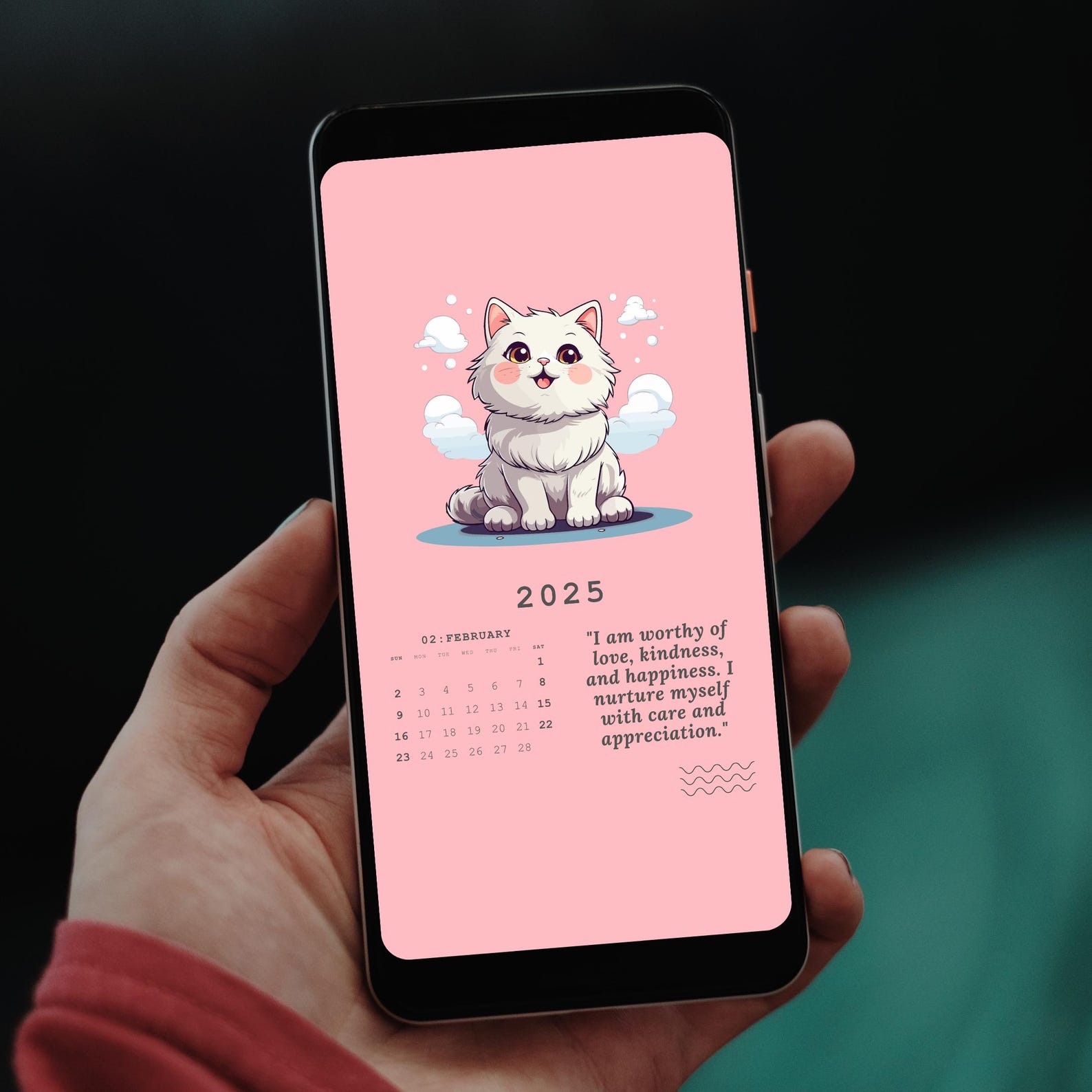 2025 Calendar Phone Wallpaper Cute Cat Wallpapers With Monthly ...