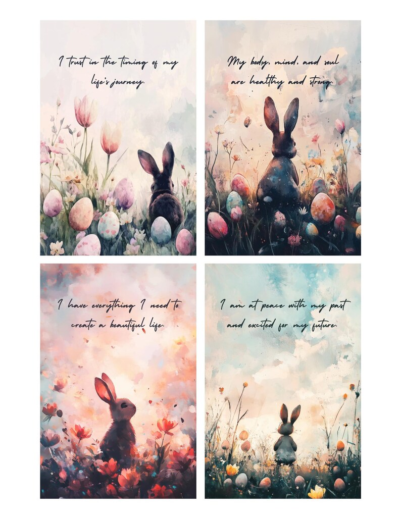 50 Positive Affirmation Cards Printable | Easter Theme Digital Download ...