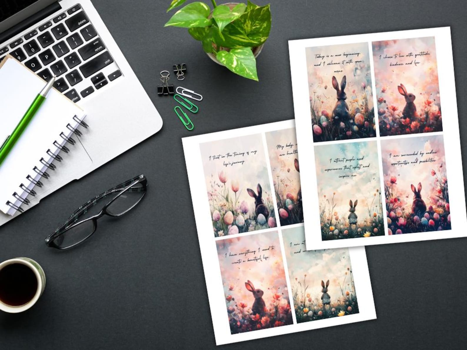 50 Positive Affirmation Cards Printable | Easter Theme Digital Download ...