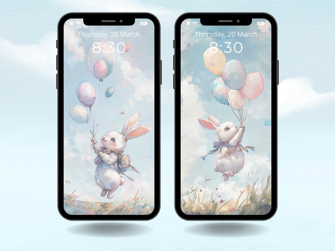 Flying Bunny Easter Phone Wallpaper – Cute Spring Lockscreen Wallpaper ...