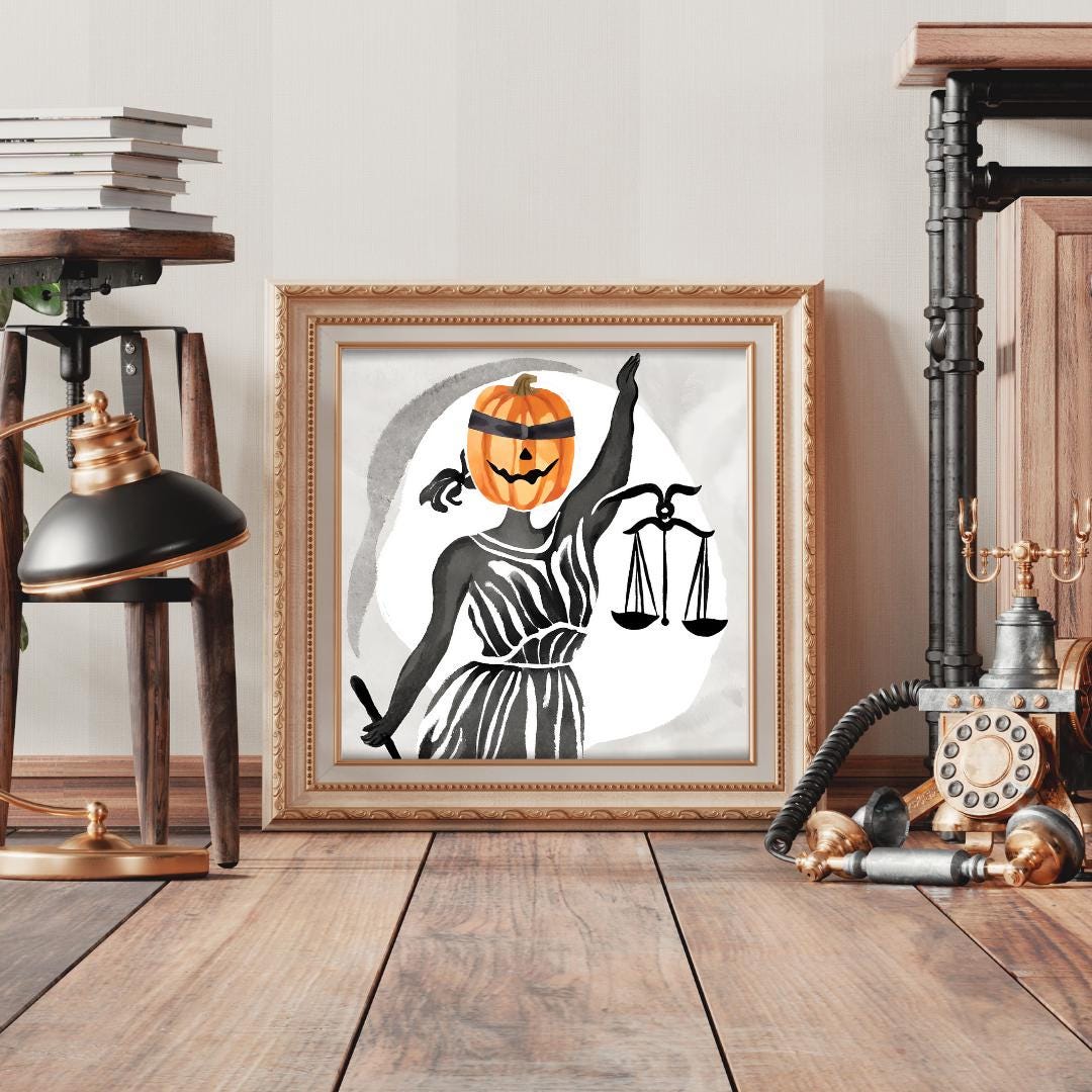 Lady Justice Jack-o-lantern Head | Home Office Decor Law Student ...