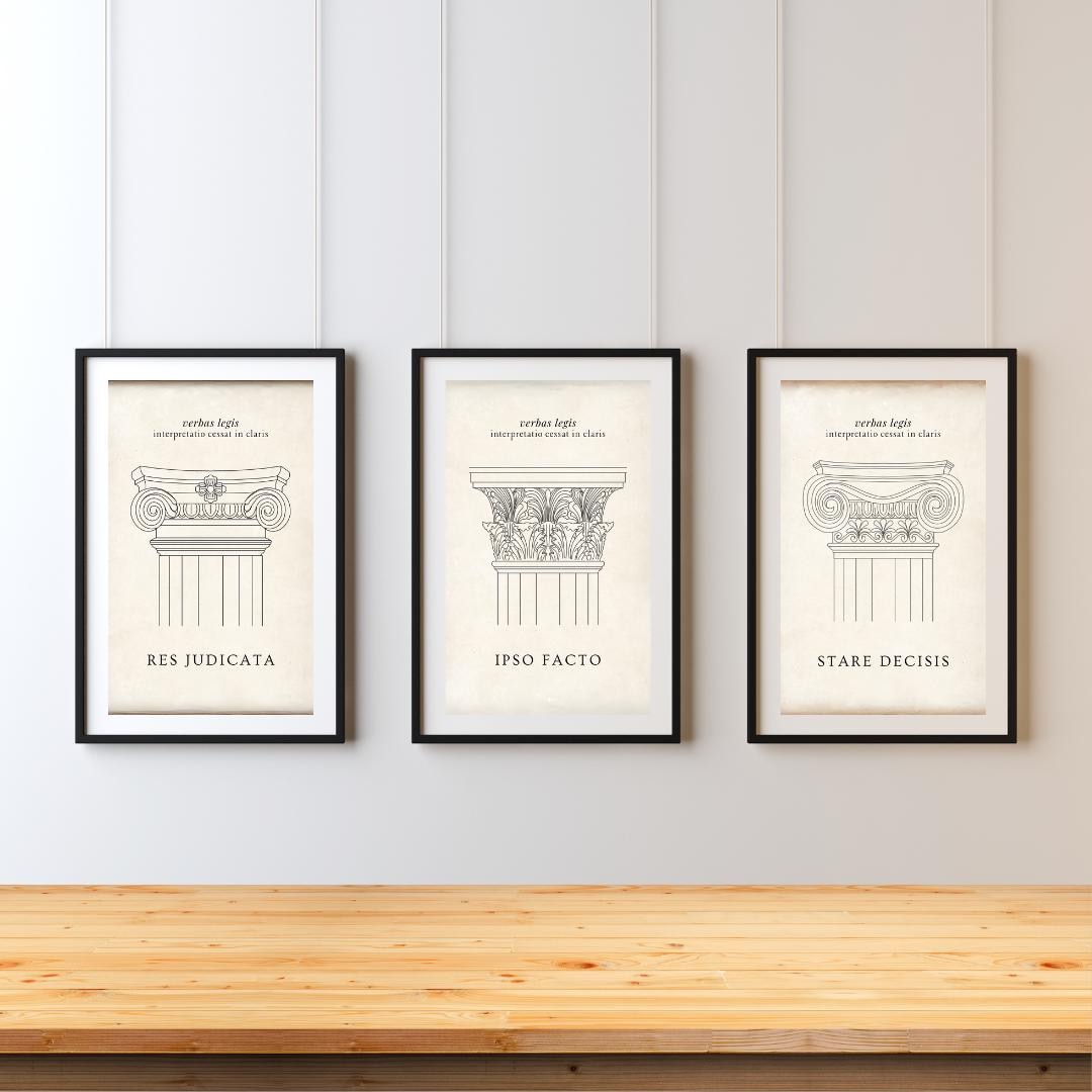 Latin Legal Terms Column Vintage Sketches Set of 6 Prints | Elegant ...