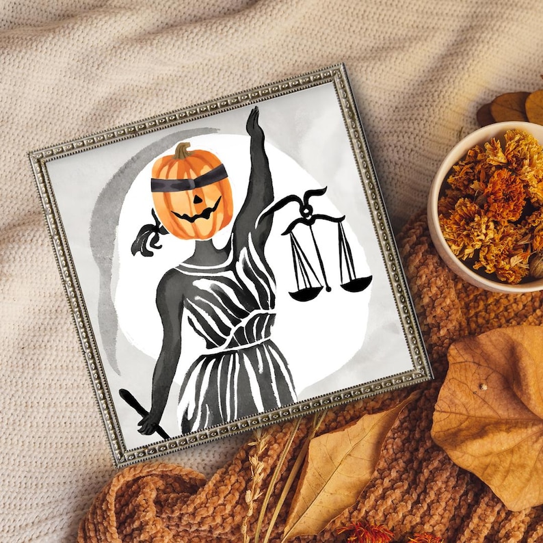 Lady Justice Jack-o-lantern Head | Home Office Decor Law Student ...