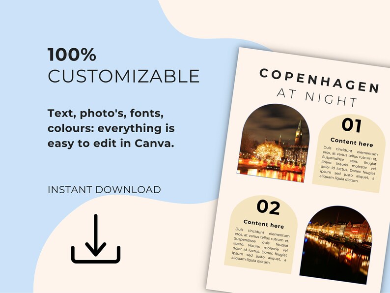 Copenhagen City Guide Template: Printable Travel Planner (canva, 23 ...