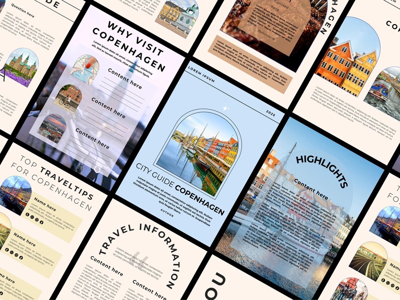 Copenhagen City Guide Template: Printable Travel Planner (canva, 23-page PDF) - Etsy