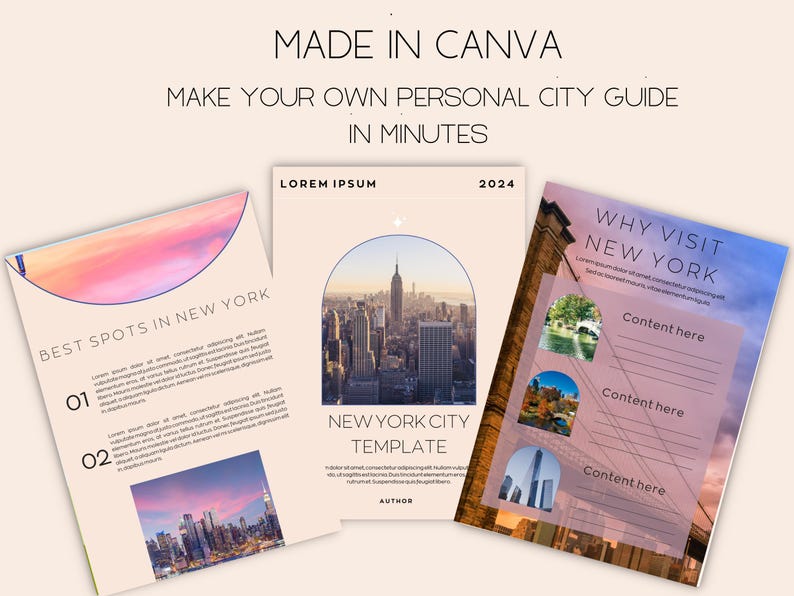 New York City Guide Template \ Discover NYC \handmade City Guide Book ...