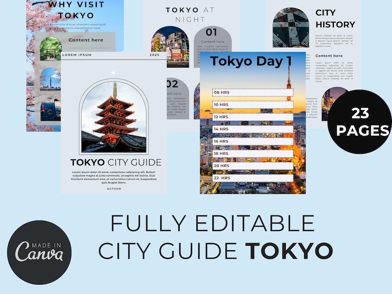 Tokyo City Guide: Itinerary & Travel Tips - Canva Template - Etsy