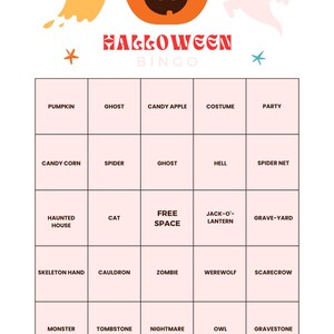 Printable Halloween Bingo Card - Etsy