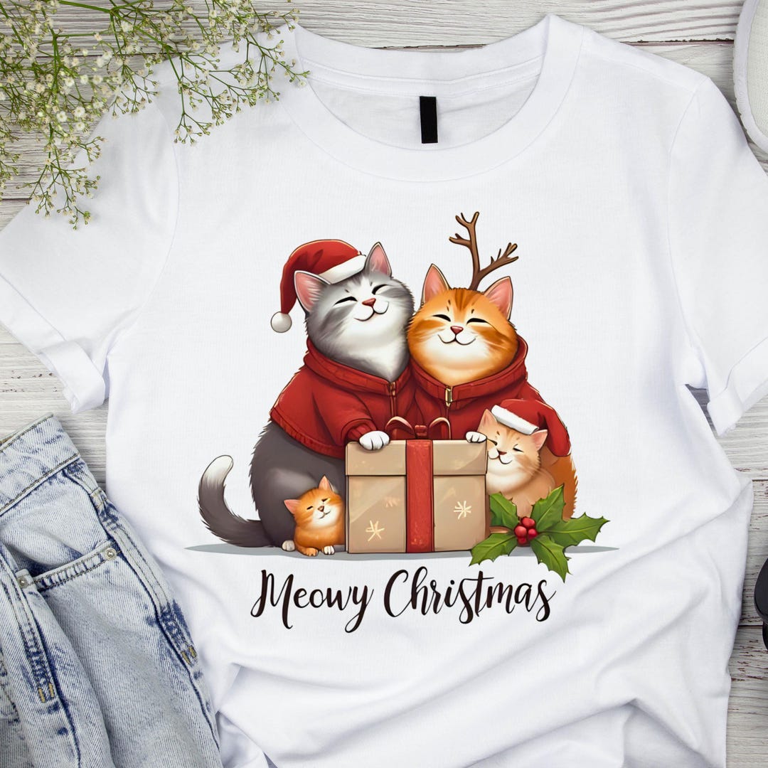 Meowy Christmas Cat PNG – Kitten Family Clipart – Digital Download for ...