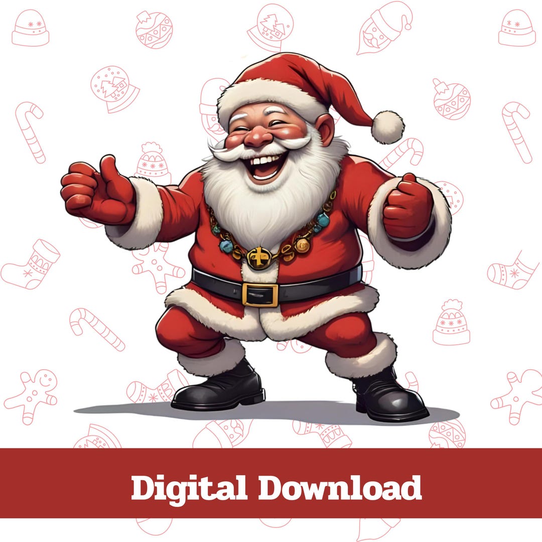 Hip Hop Santa PNG – Rapper Santa Clipart for Christmas Sublimation & T ...