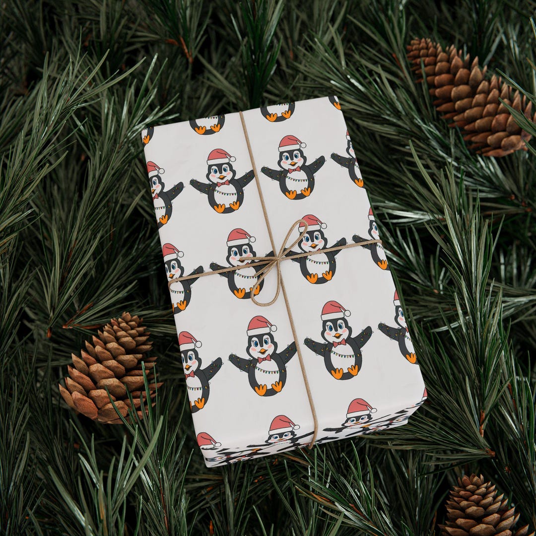 Christmas Penguin Wrapping Paper - Etsy