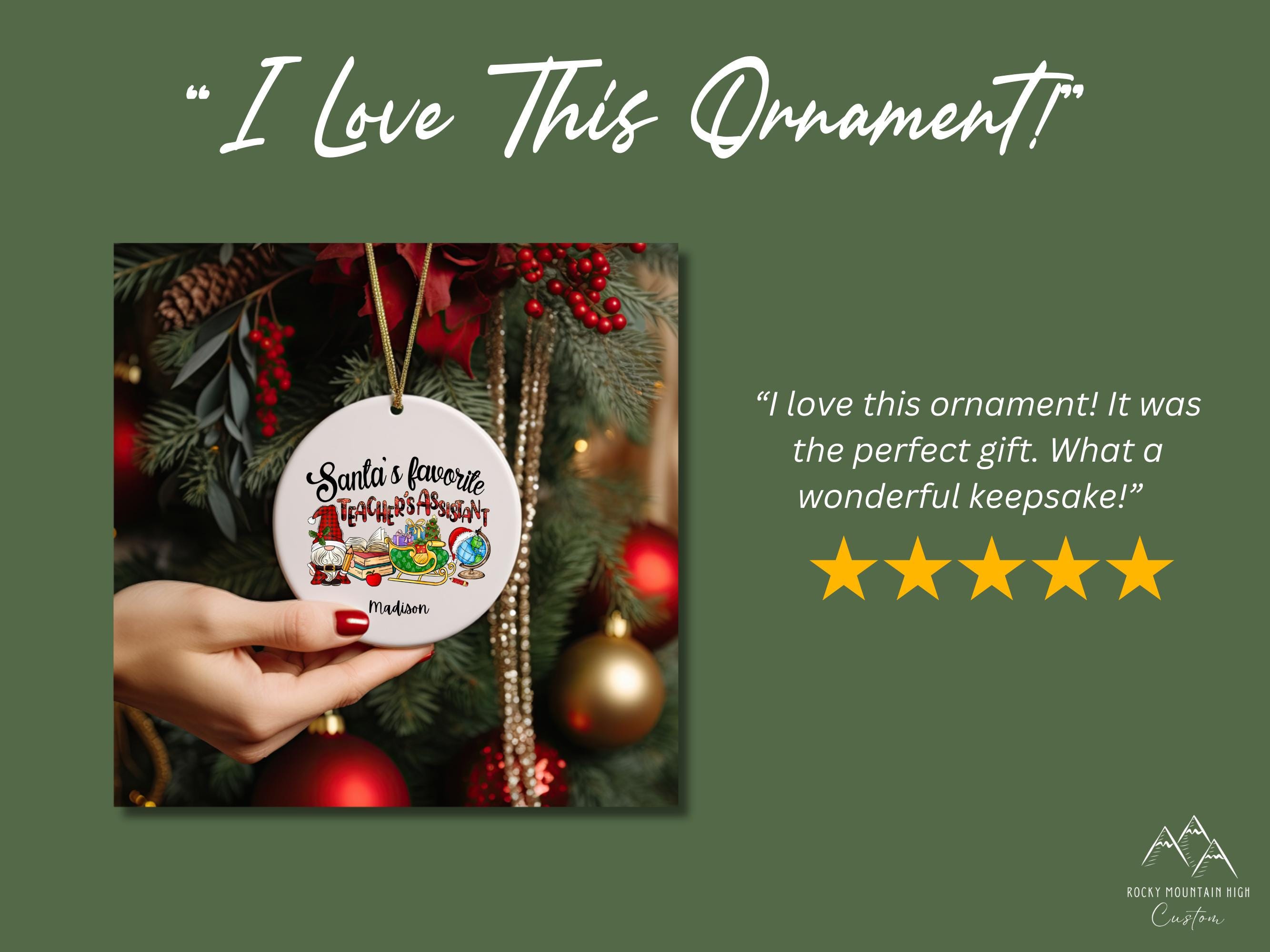 Teacher Assistant Ornament - Custom Name Holiday Gift - Santa's ...