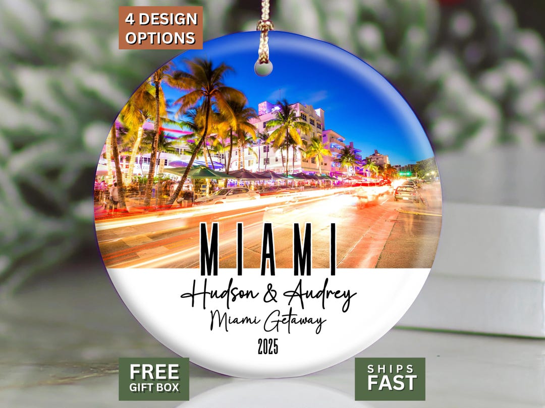 Miami Ornament, Florida Christmas Ornament, Ocean Drive Vacation ...