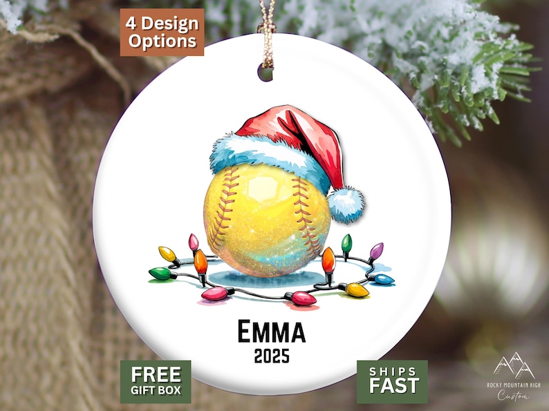 Personalized Softball Ornament, Custom Name Softball Christmas Gift ...