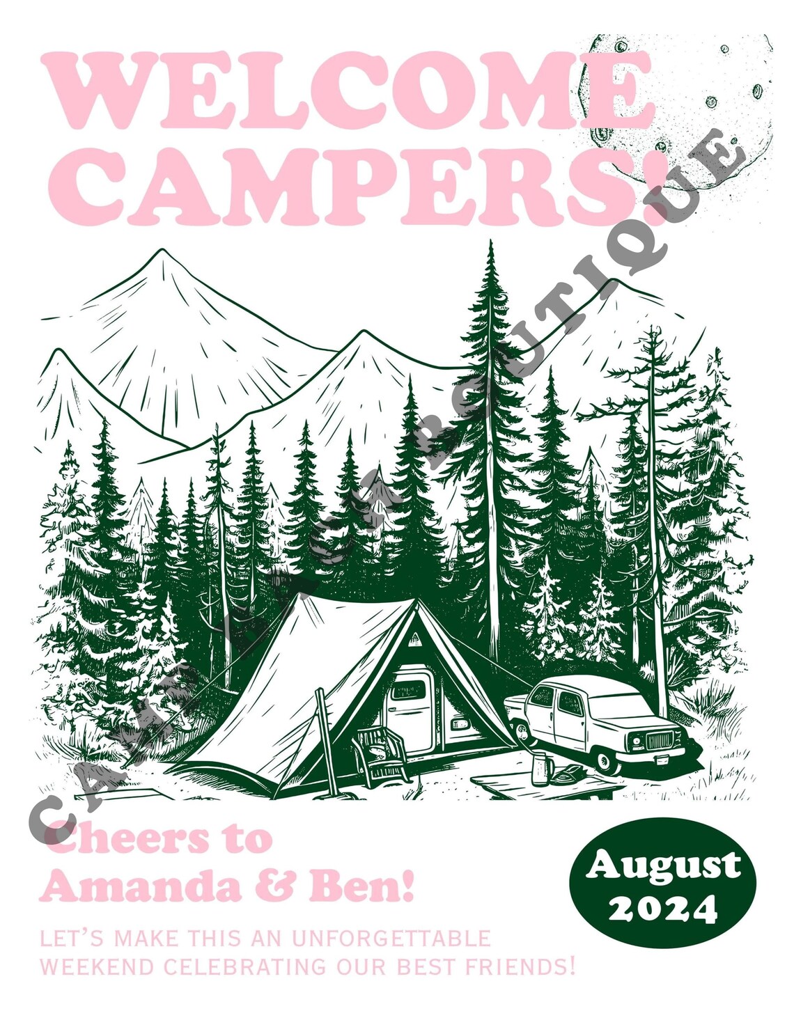 Customizable "welcome Campers" Sign | Editable Digital Download ...