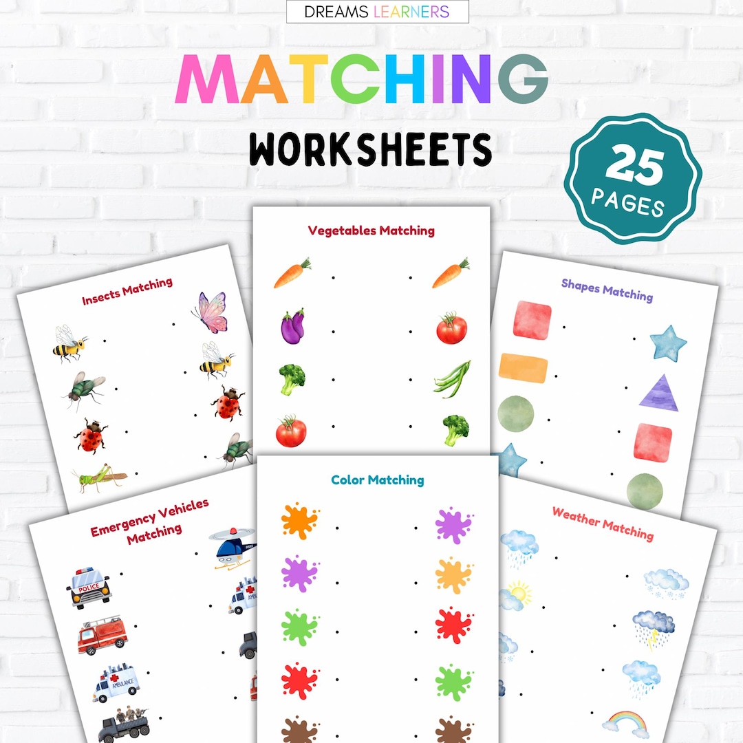 Printable Matching Worksheets, Match the Picture, Kindergarten ...