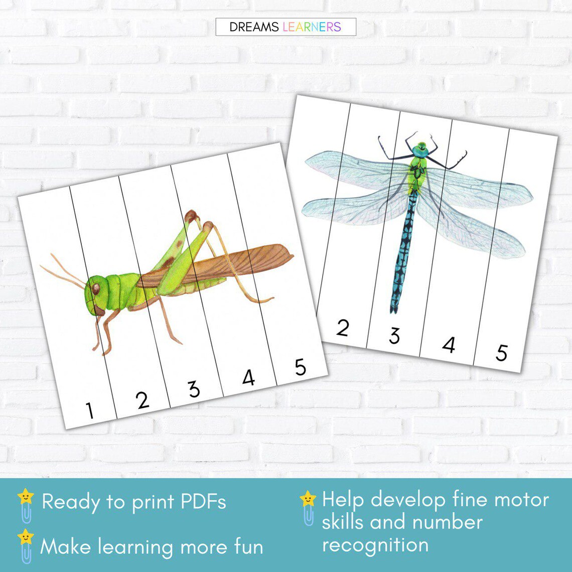 Insect Number Sequence Puzzles: Montessori Math Printable (PDF) - Etsy