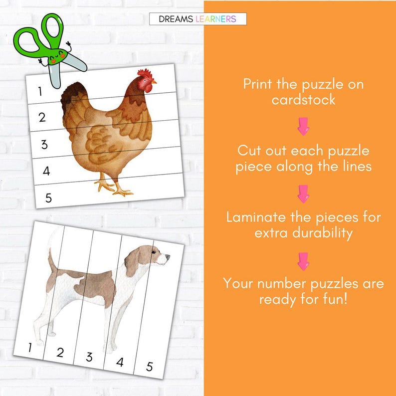 Farm Animals Preschool Puzzles Number Sequence 1-5 Kids Printables Farm ...