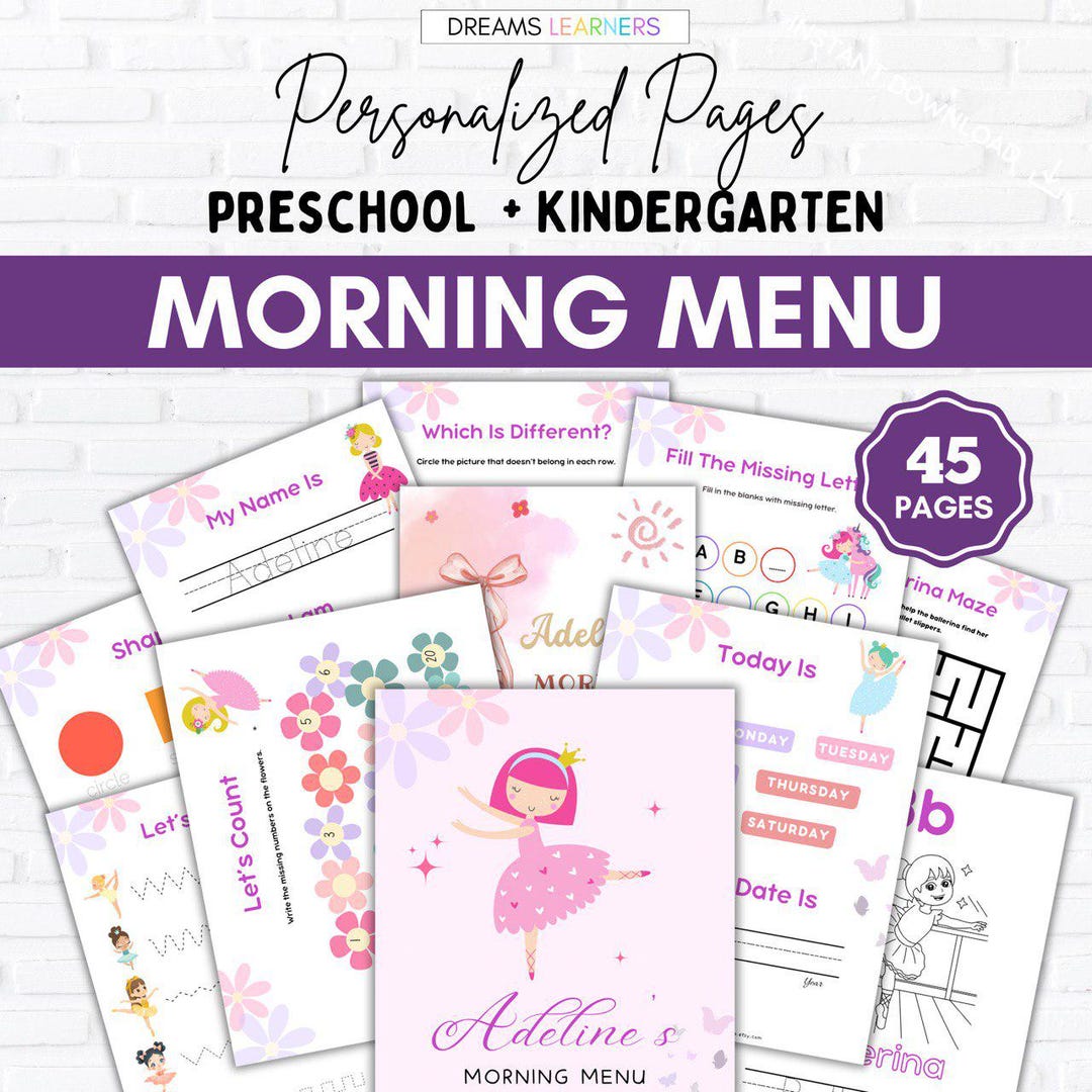 Morning Menu Preschool, Bellarina Morning Menu, Homeschool Morning Menu ...