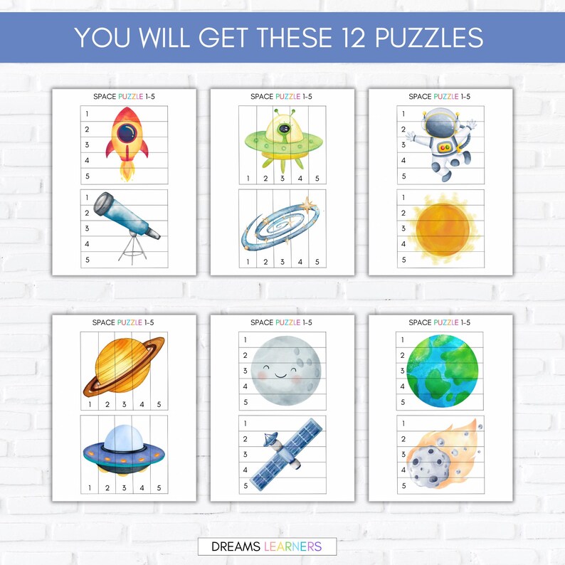 Outer Space Preschool Puzzles Number Sequence 1-5 Printables Printable ...